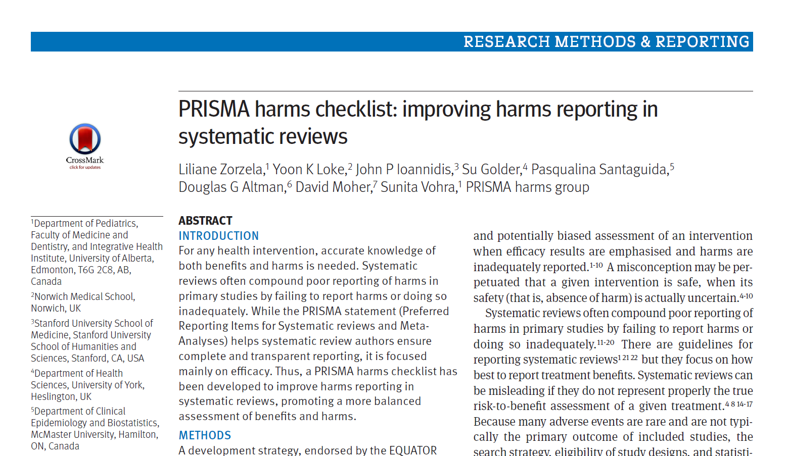 PRISMA extension for harms now available | Cochrane Adverse Effects