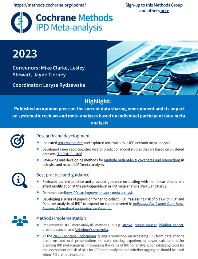 In the spotlight 2023: Individual Participant Data Meta-Analysis ...