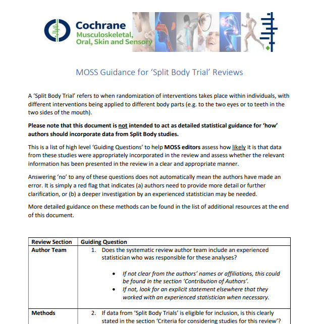 How to handle split body trials in Cochrane Reviews | Cochrane Methods